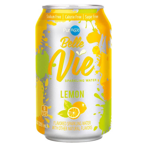 PurAqua Lemon Belle Vie Sparkling Flavored Water - 12 pack, 12 fl oz